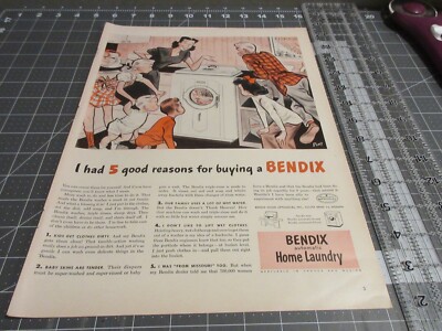 1947 Bendix Automatic Home Laundry, Family Vintage Print Ad | eBay