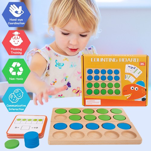 Wooden Ten-Frame Math Toys Montessori Activity Toys with 20 Double ...
