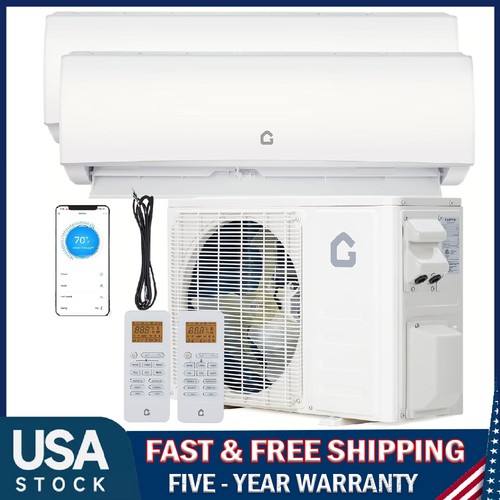 28000 BTU Dual Zone 12K+18K Ductless Mini Split Heat Pump Air ...
