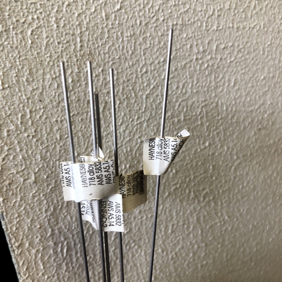 Ten (10) Haynes .0450 x 18" Inconel 718 (AMS 5832) Wire Gas Tungsten ...