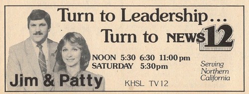 1983 KHSL CHICO,CALIFORNIA TV NEWS AD~JIM & PATTY in NORTHERN REPORTERS ...