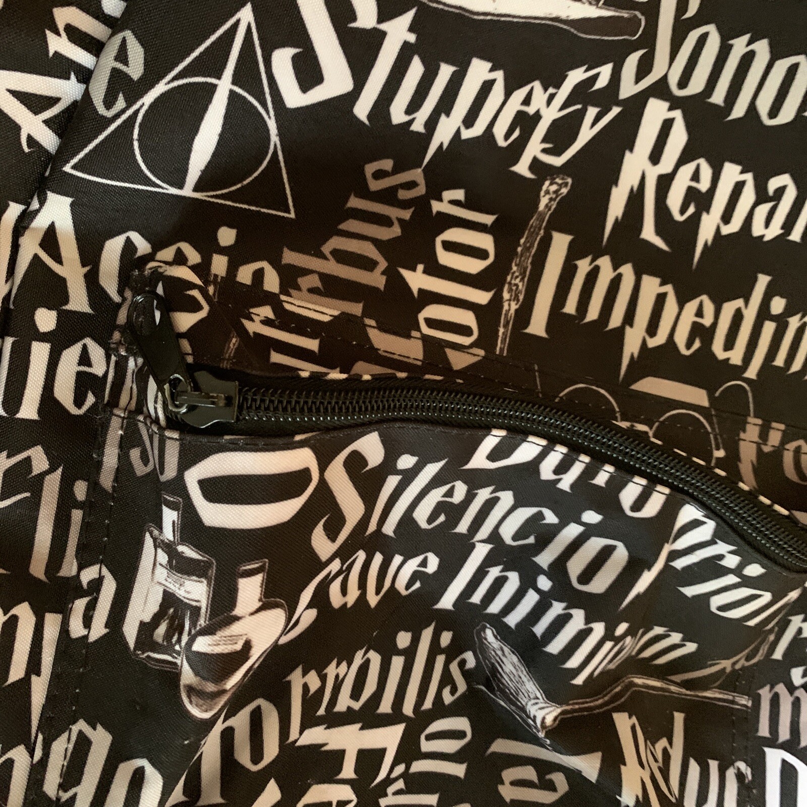 Harry Potter Spells Sublimated Black Backpack - Gem