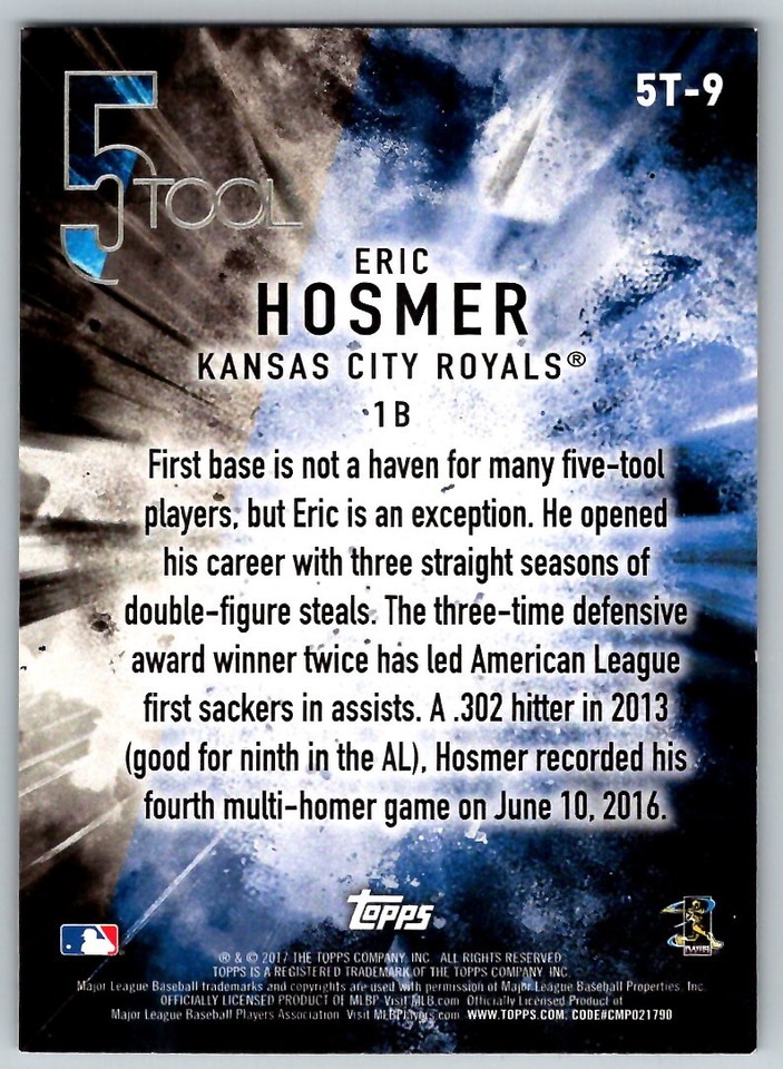 2017 TOPPS 5 TOOL ERIC HOSMER KANSAS CITY ROYALS #5T-9 | eBay