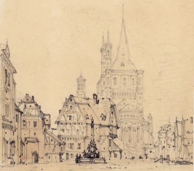 Theodor Verhas, Ansicht von Köln, Bleistiftzeichnung, vor 1847 | eBay.de
