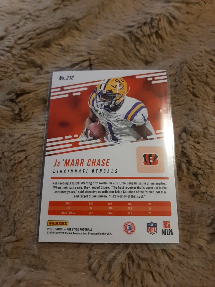 2021 Panini Prestige Jamarr Chase #212 Cincinnati Bengals LSU Rookie ...