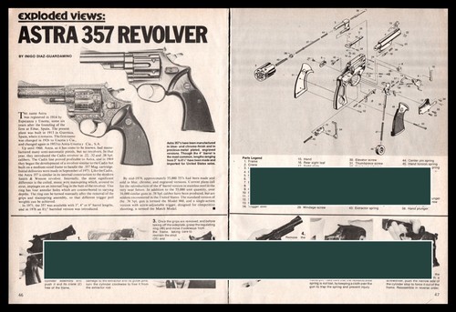1979 ASTRA 357 Revolver Exploded View~Parts List~2-page Assembly ...