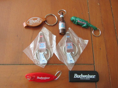 Lot of 8 Budweiser Bud Light Keychain bottle opener tab top, lizard ...