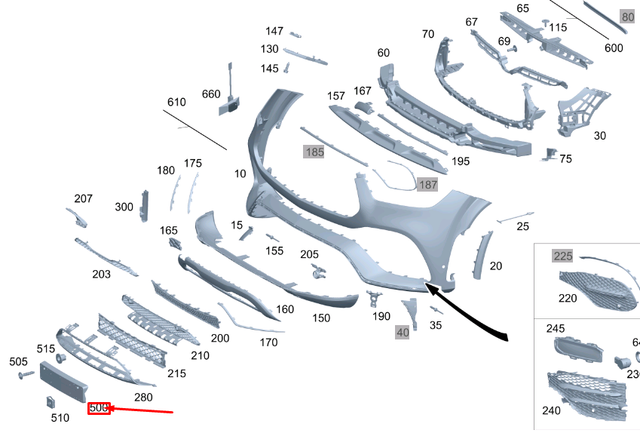 MERCEDES-BENZ GLE W167 FRONT LICENSE PLATE HOLDER A1678800301 GENUINE ...