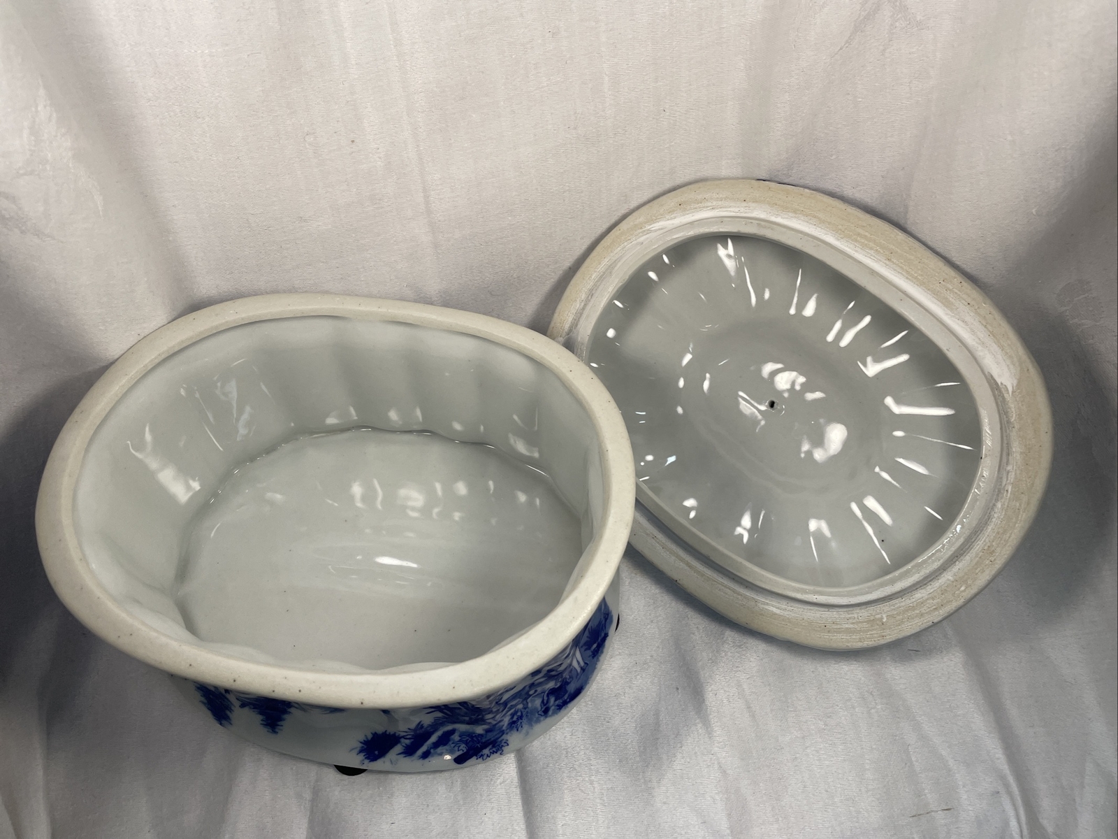 Antique Victoria Ware Ironstone Flow Blue Transferware Covered Dish | eBay