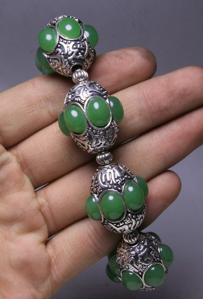 Tibet Buddhism iron inlay Gems Exorcism Prayer Buddha Beads Bracelet ...