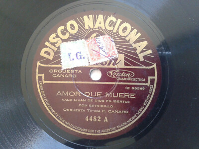 RARO TANGO CANARO AMOR QUE MUERE / MALEVAJE ODEON 4482 1929 78rpm VG | eBay