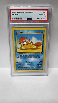 PSA 10 1999 Pokemon Fossil #51 Krabby "Slash Error" | eBay