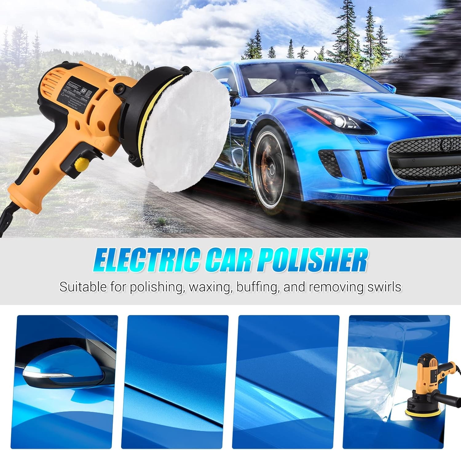 Car Buffer Polisher 800W 5" Auto Detailing Kit Waxing Machine with ...