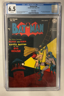Batman #46 CGC 6.5 - WHITE PAGES - DC 1948 Classic Black Cover ...