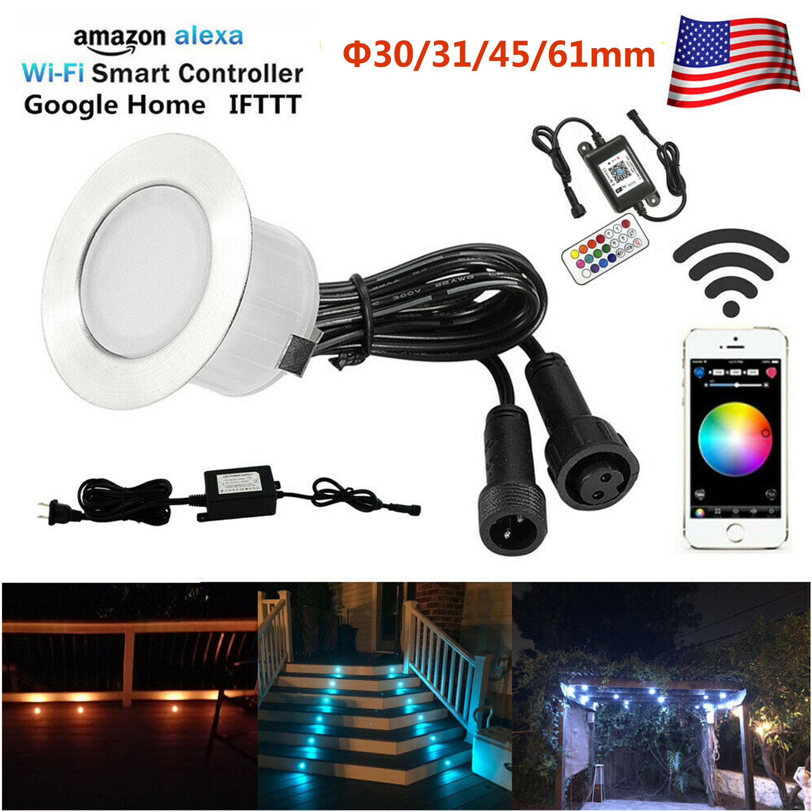 Low Voltage Φ30/31/45/61mm RGB/RGBW WIFI LED Step Stair Deck Soffit ...