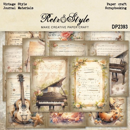 Music Sheets Instruments Piano Violin A5 Scrapbook Card Journal Craft ...
