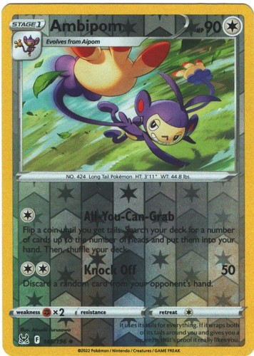 Ambipom 145/196 Lost Origin Reverse Holo Uncommon Pokemon Card Pokémon ...