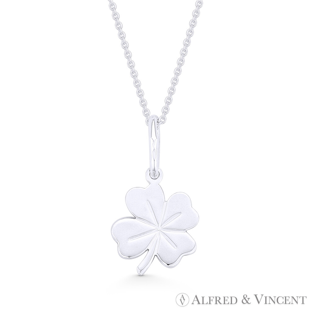 4-Leaf Clover Shamrock Irish Luck Charm .925 Sterling Silver Pendant ...