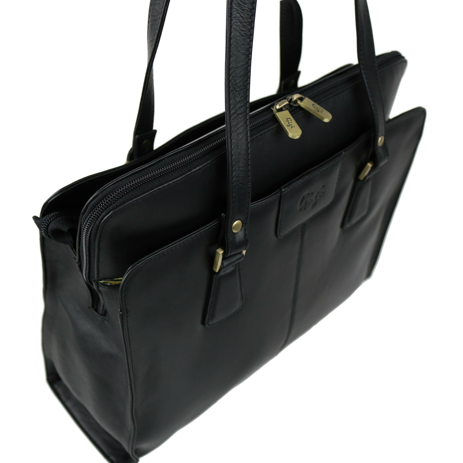 Ladies Black Leather Grab Work Bag Handbag by GiGi Shoulder 70's ...