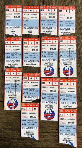 1994/95 & 1995/96 NEW YORK ISLANDERS Lot of (19) TICKET STUBS Fisherman ...