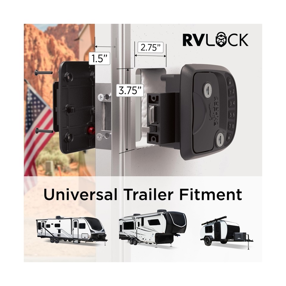 RVLOCK Compact RV Lock Keyless Entry with Remote, Secure Camper Latch ...