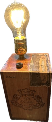 Handcrafted Wooden Cigar Cigars Box Lamp Vintage Look Edison Bulb | eBay