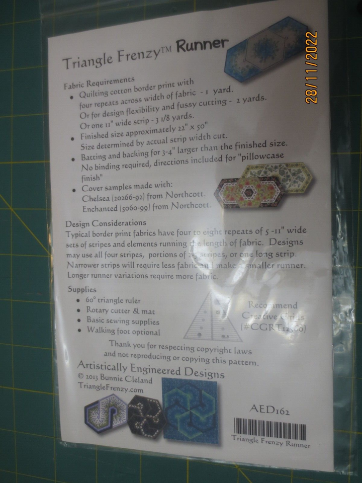 New Triangle Frenzy Runner Bunnie Cleland Runner pattern triangles ...