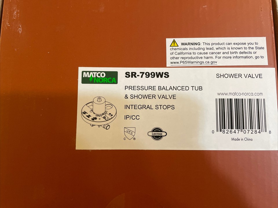 MATCO NORCA SR-799WS UNIVERSAL PRESSURE BALANCING TUB & SHOWER VALVE w ...