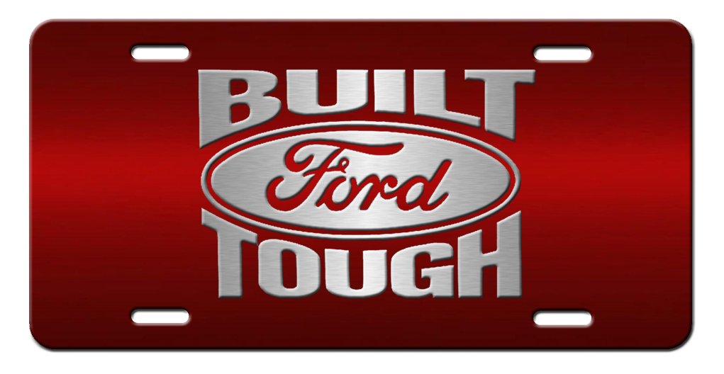 BUILT FORD TOUGH Vanity Aluminum License Plate Tag Silver Ruby Red | eBay