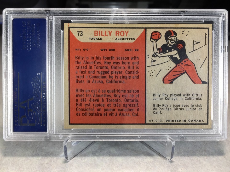 1965 Topps CFL Billy Roy #73 - PSA 7 - Montreal Alouettes | eBay