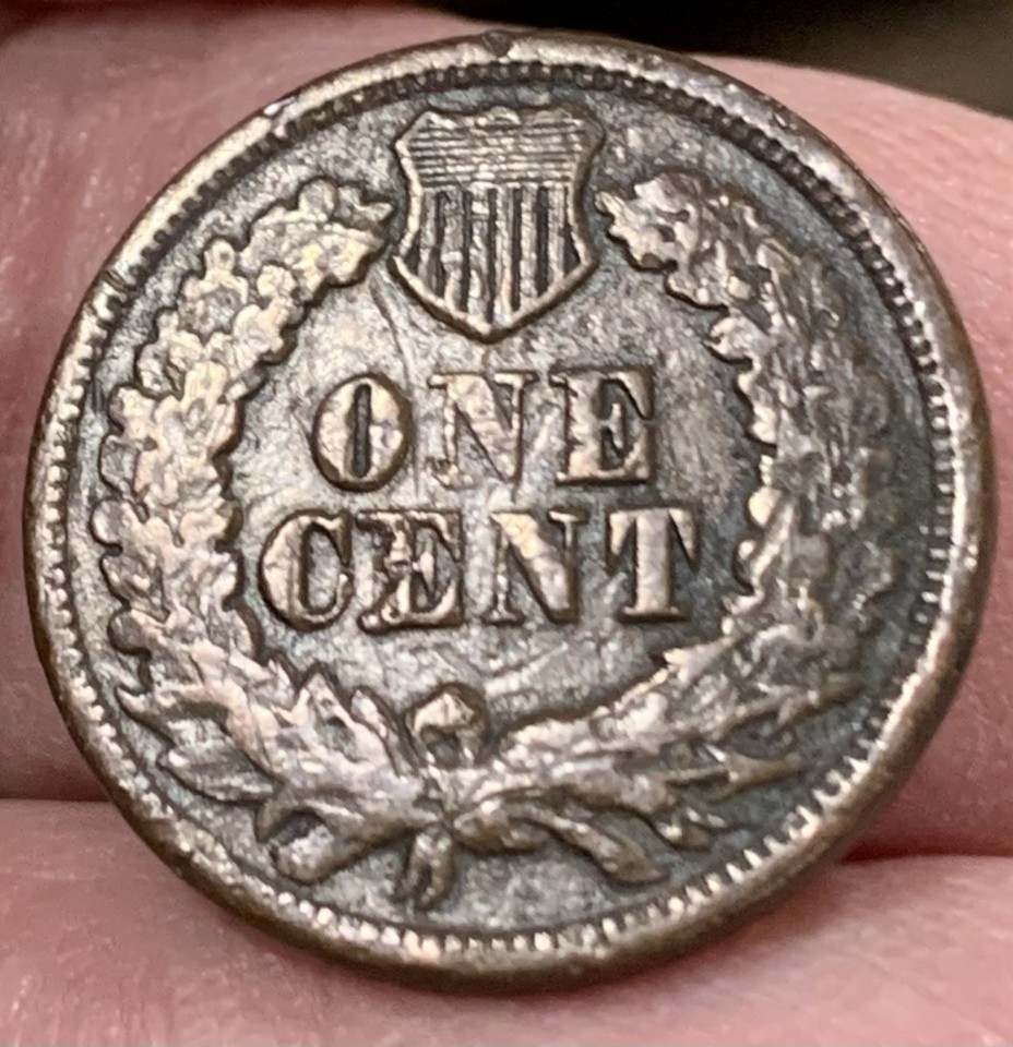 1864L Indian Cent VF details coin, highly visible details, surface ...