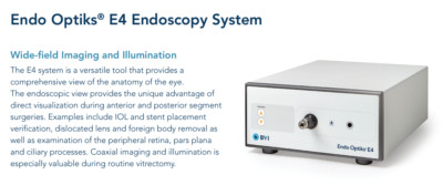 BVI ENDO OPTIKS E4 ENDOSCOPY SYSTEM INCL LCD MONITOR AND OPERATING ROOM ...