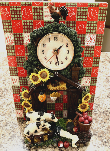 Herco Country Mantle Clock Cows Chicken Barnyard sunflowers Works | eBay