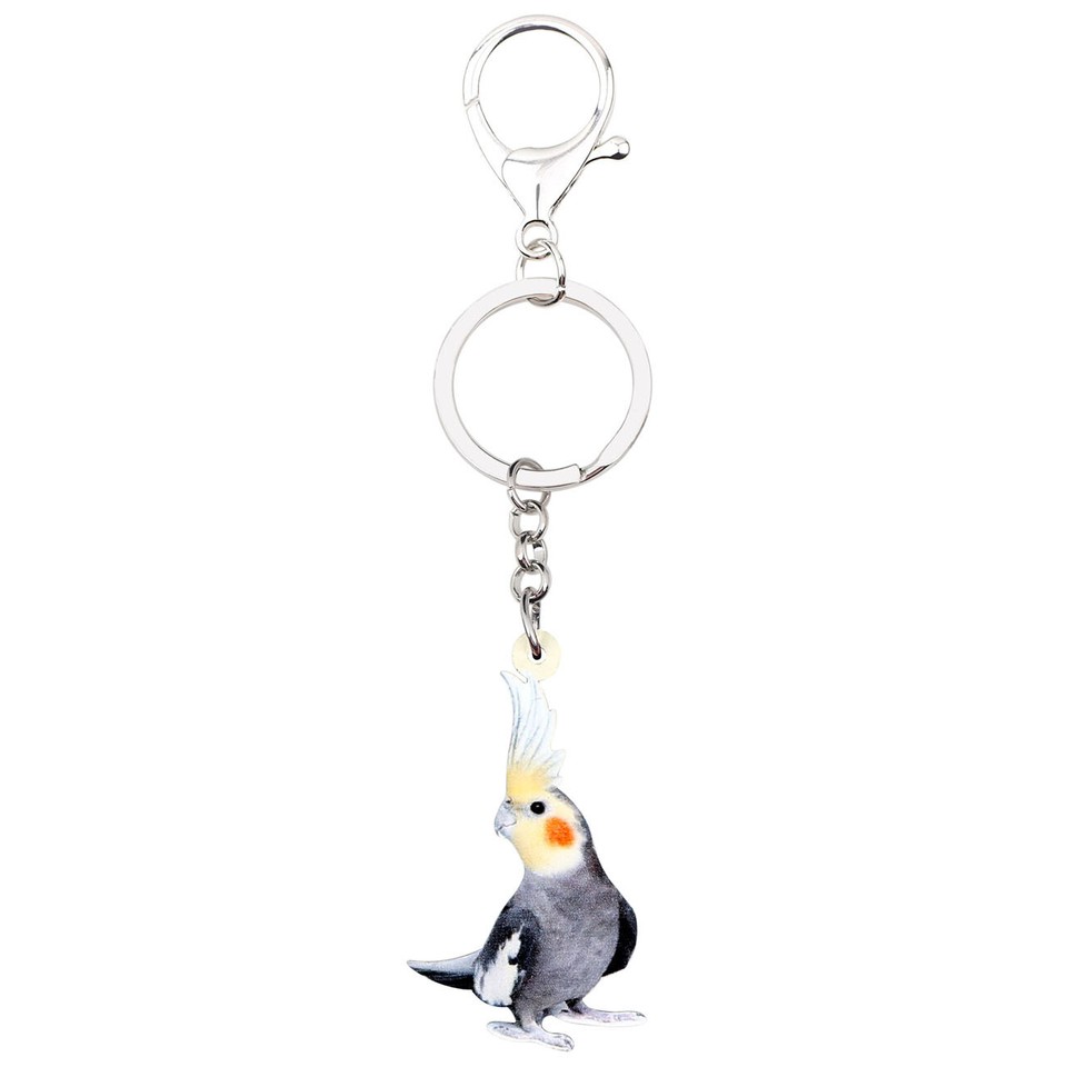 Acrylic Cockatiel Parrot Bird Keychains Car Key Ring Animals Jewelry ...