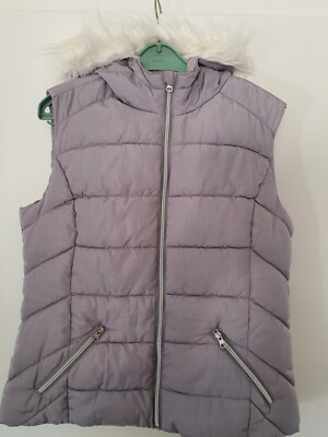 Steppweste (40) silber grau Fellkapuze | eBay.de