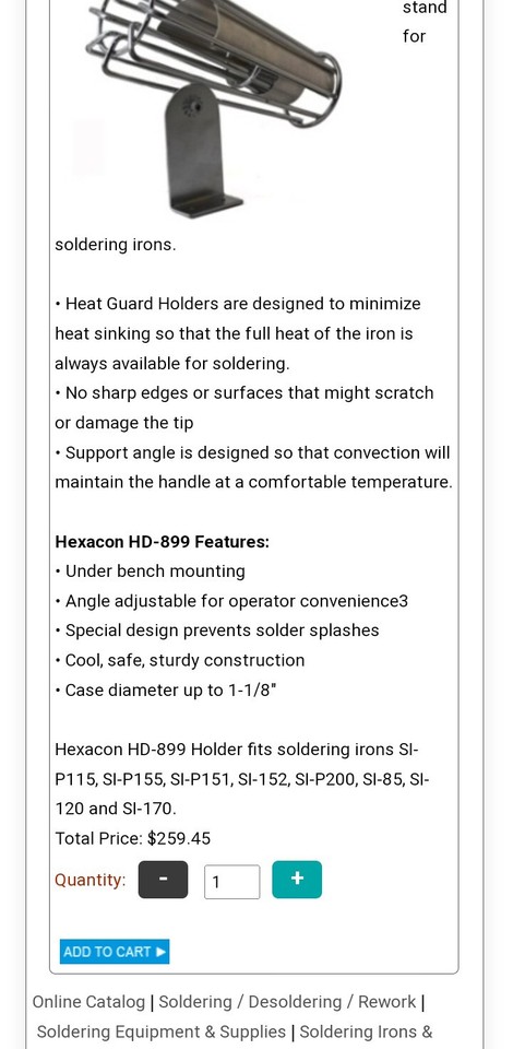 Hexacon Soldering Iron Under The Table Holder Cat No 899 | eBay