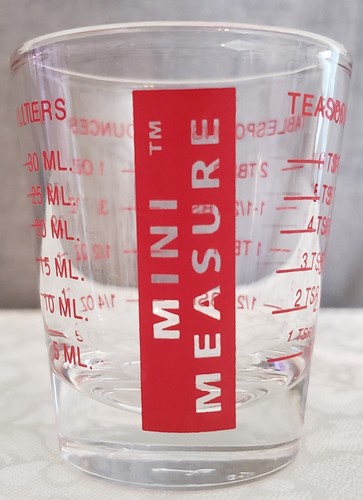 Mini Measure Shot Glass: English + Metric Measurements Clear w/Red ...