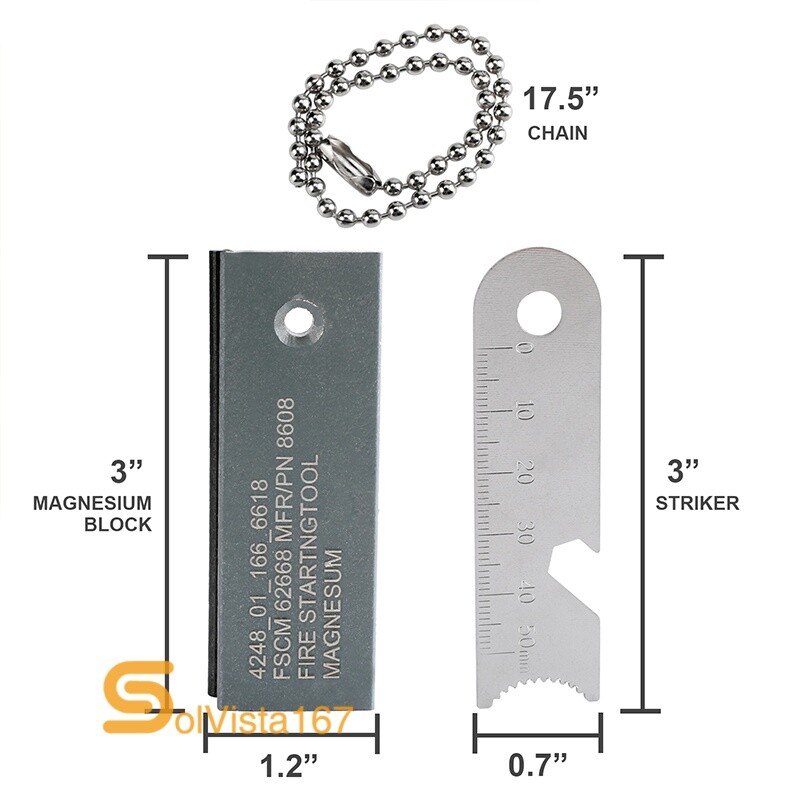 US Magnesium Ferro Rod Fire Starter Emergency Ferrocerium Survival ...