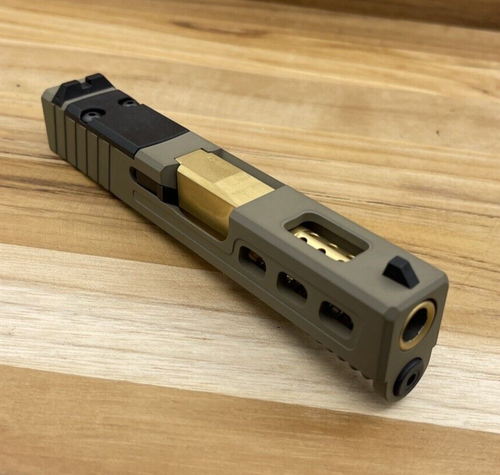 For Glock 43 43x FDE Complete Slide Lighting Ported RMSc PORTED GOLD ...