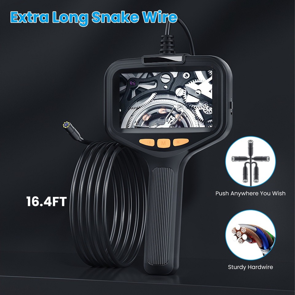 4.3" Articulating Borescope Waterproof Inspection Camera 16.4ft Cable w ...