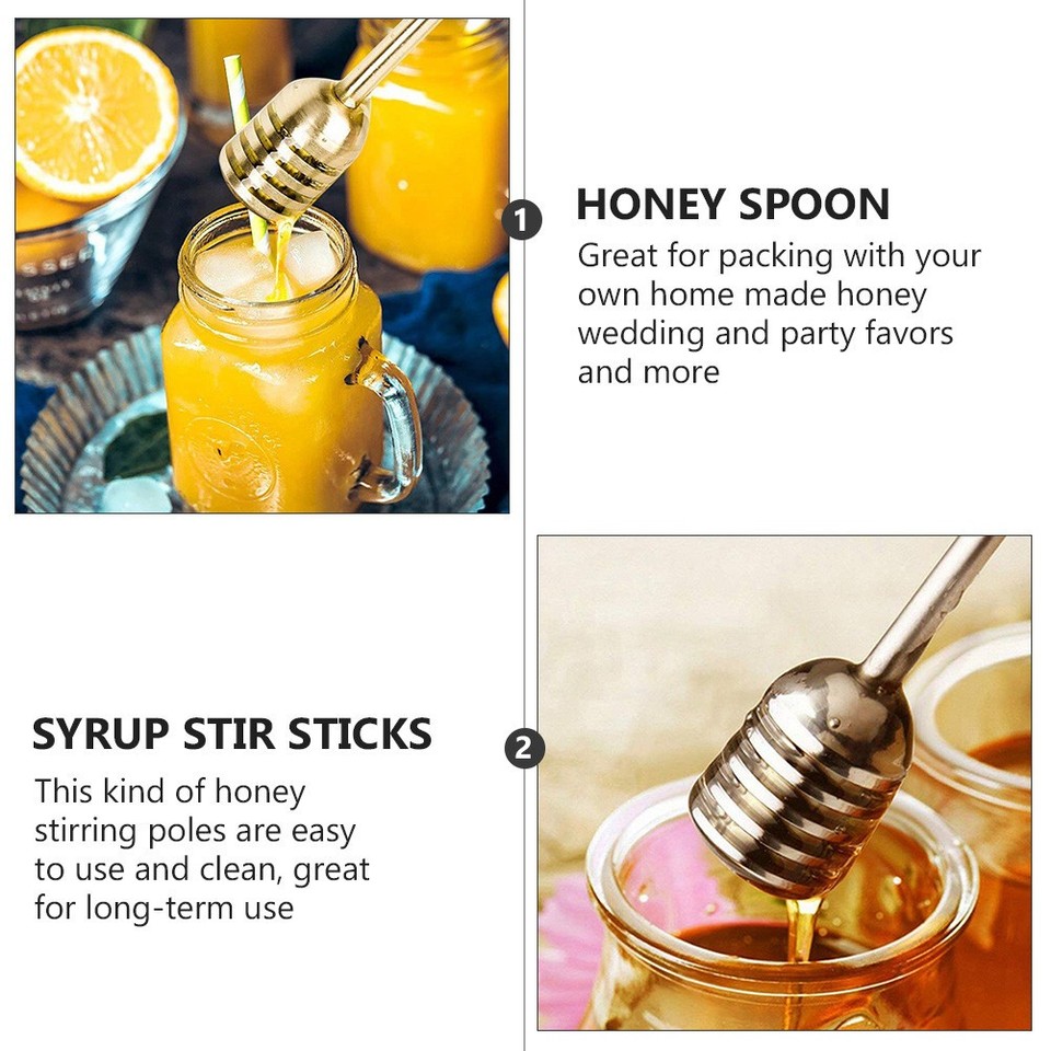Mini Stainless Honey Stick Dessert Stirring Spoon Gathering Tools ...
