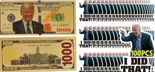 President Donald Trump Colorized $1000 Dollar Bill Gold & 100 I Did ...