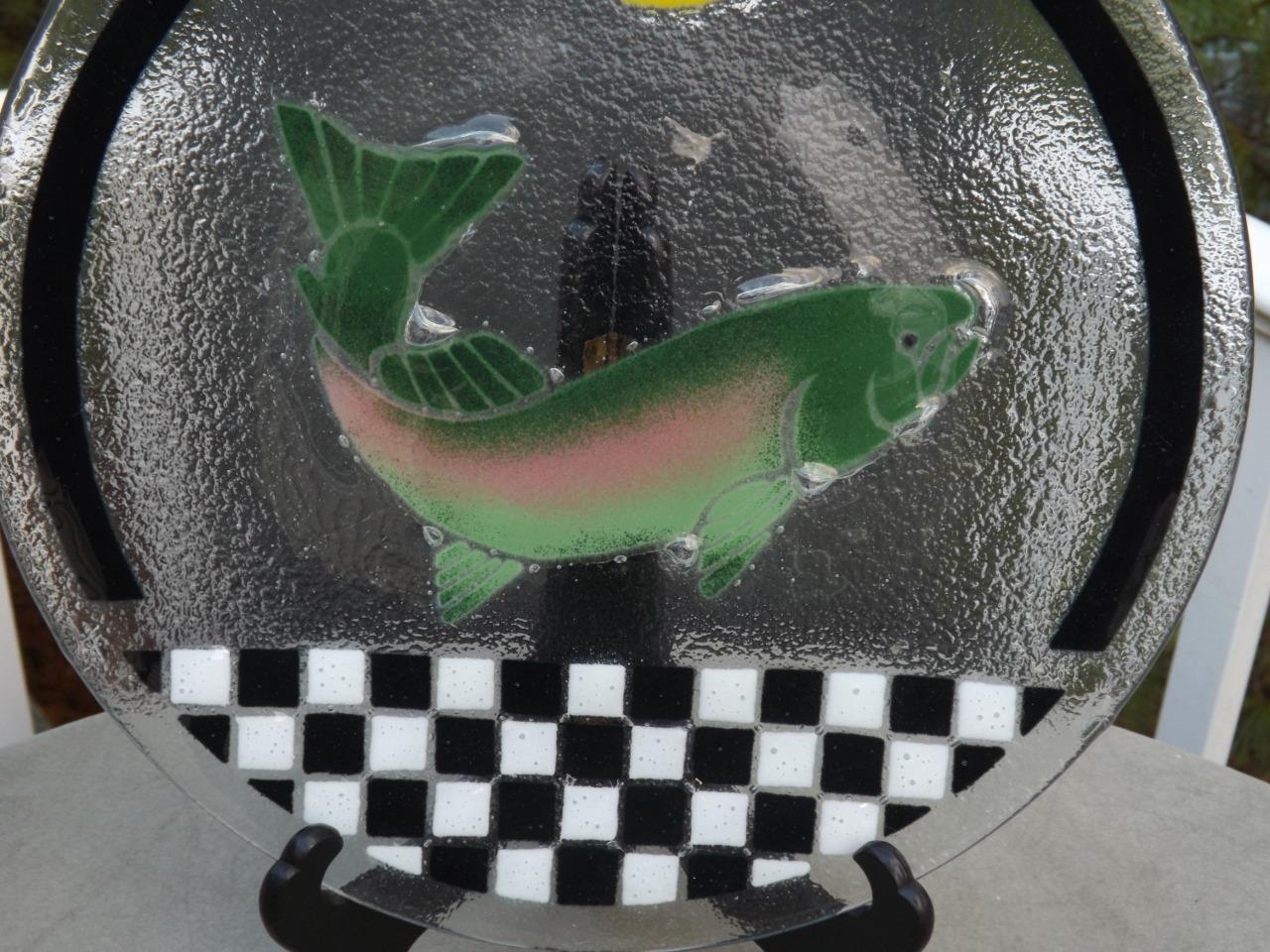 Peggy Karr Fish Plate Platter Checkered Nautical Salmon 13 3/4" | eBay