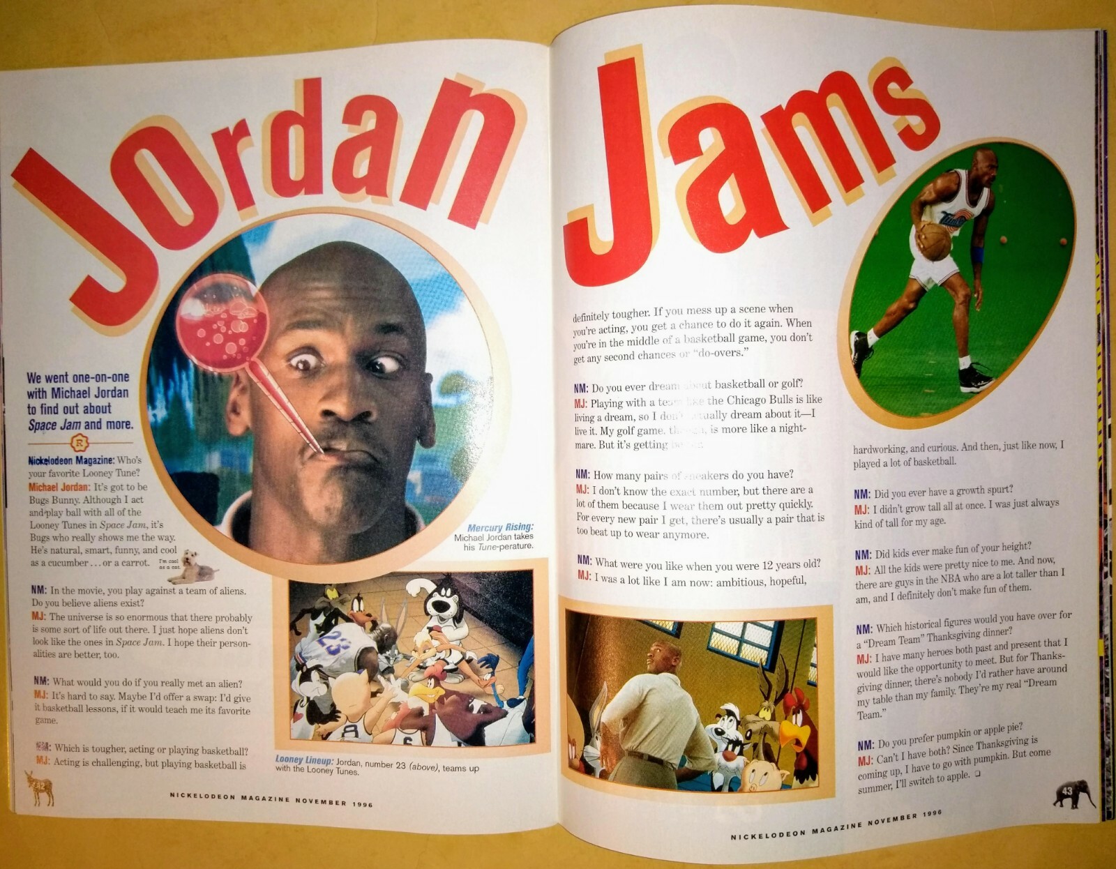 Vintage Nickelodeon magazine Michael Jordan Space Jam's Bugs Bunny ...