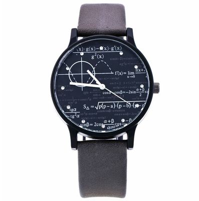 Modern Novelty Wrist Watches w/Math Equations on Dial & Leather Bands ...