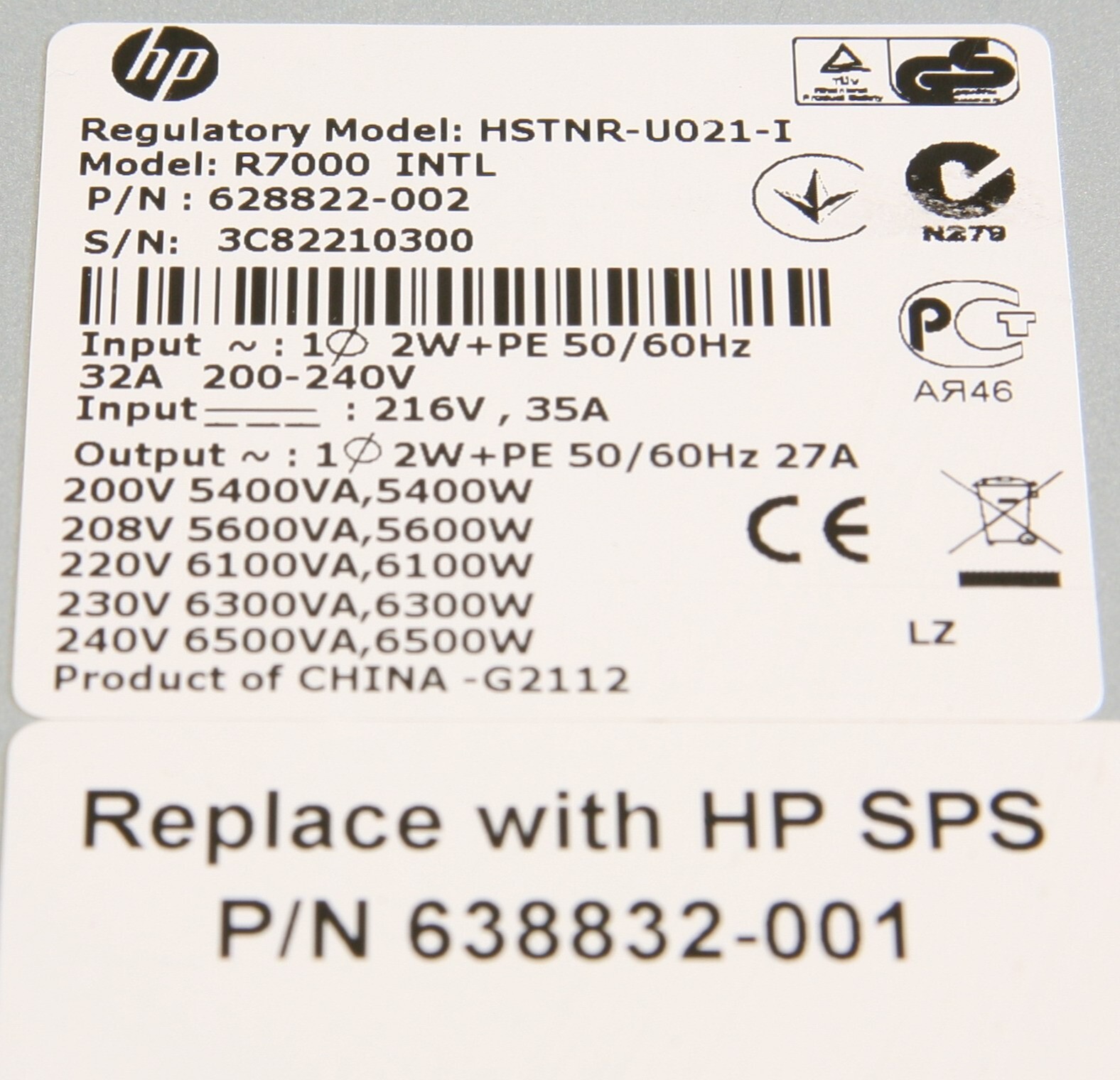 HP R7000 UPS 7000Va with New Cells Fitted. 12M Warranty (638832-001 ...