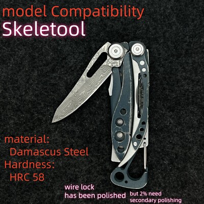 Damascus Steel Main knife Replacement Blade For Leatherman Skeletool ...
