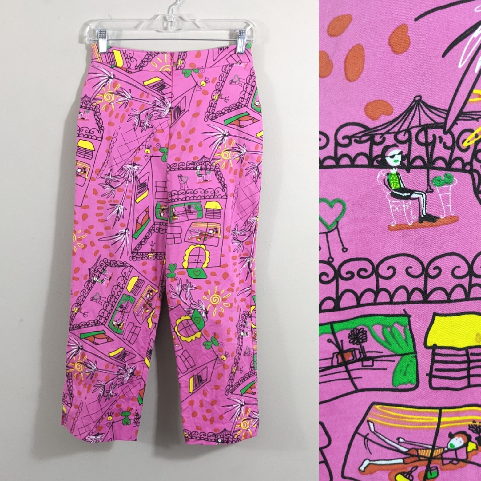 Size 4 Pink Capri Pants 2000s Y2k Original Novelty Gi… - Gem