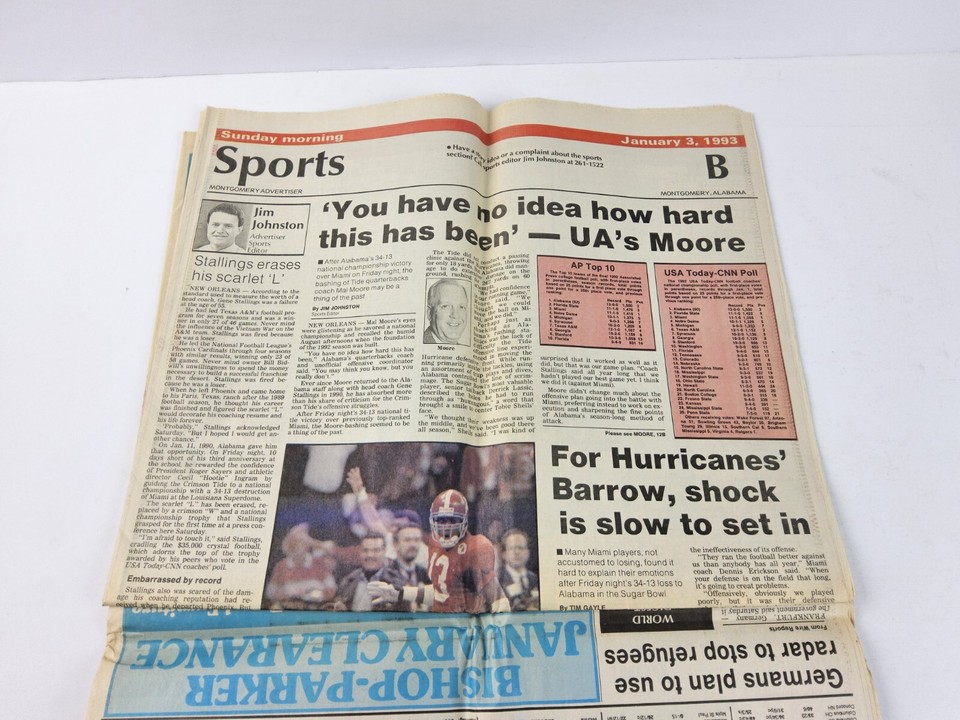 Alabama Football Crimson Tide Newspaper National Champions Sugar Bowl ...