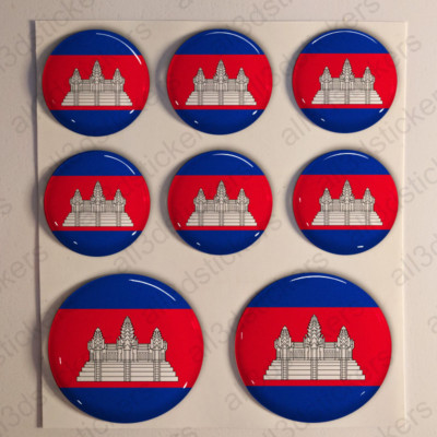 Stickers Cambodia Gel Domed Resin 3D Flags Cambodia Vinyl Sticker ...